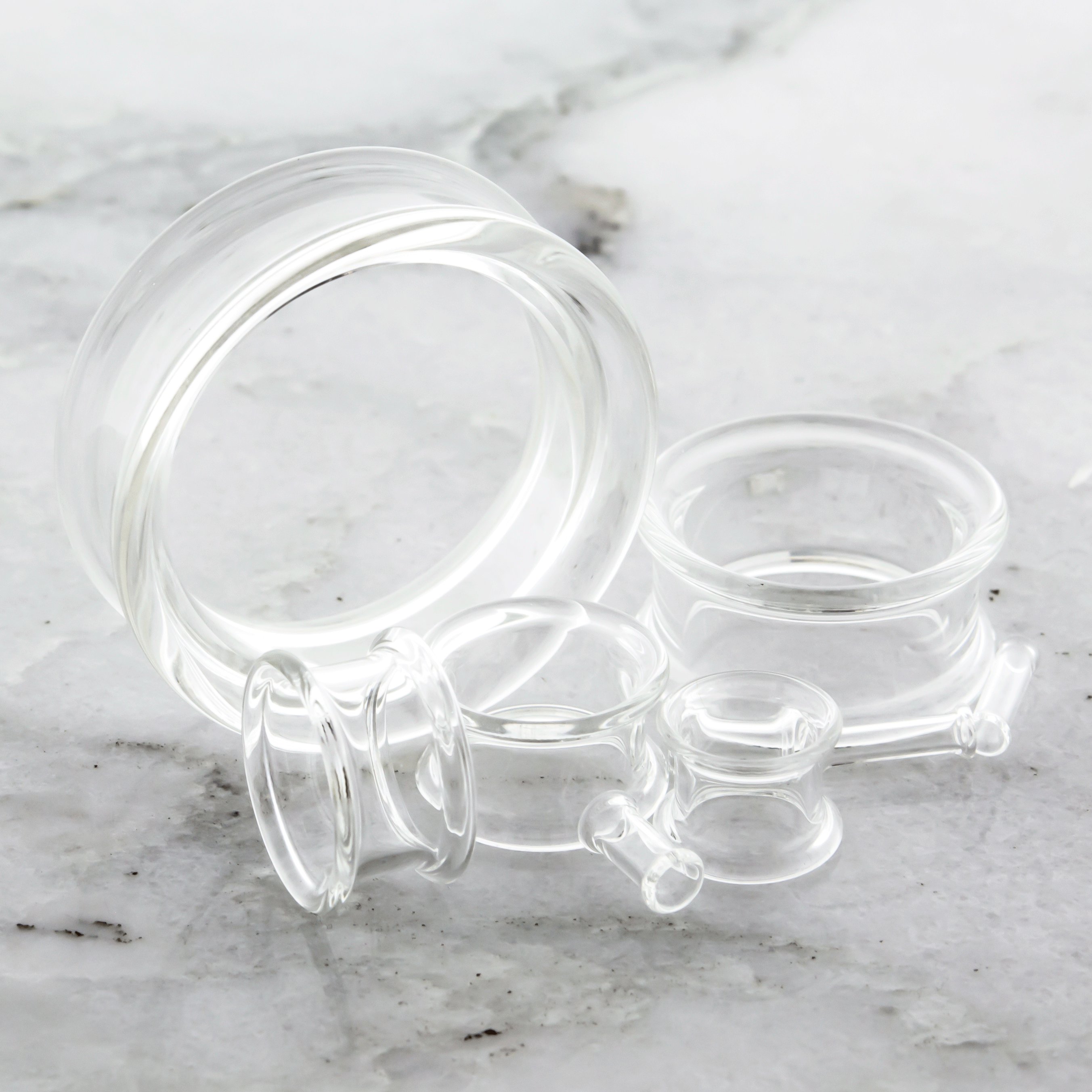 Pair Double Flare Glass Tunnels - Clear – MM Glassworks